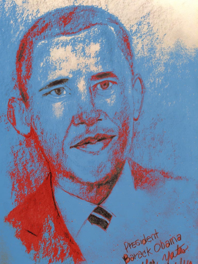 President Barack Obama pencil sketch / computer colorized. | by Alec ...