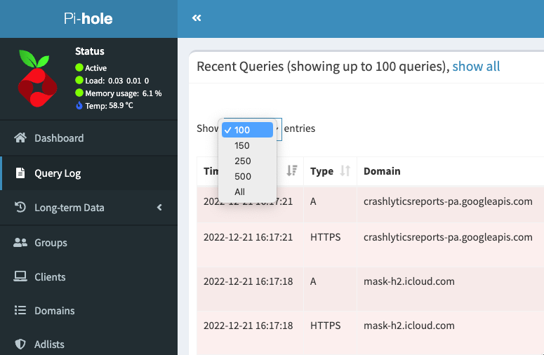 Change the default number of recent query in Pi-hole | by Pathanin | Dec, 2022 | Medium