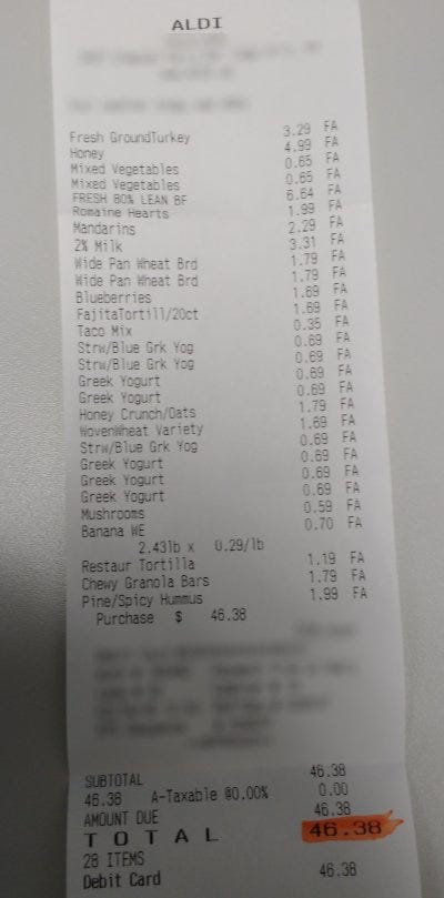 Show Us Your Grocery Receipts, Part Eleven: Trader Joe’s and Aldi | by ...