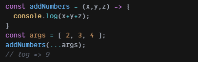 spread operator | rest operator | | Programming Note