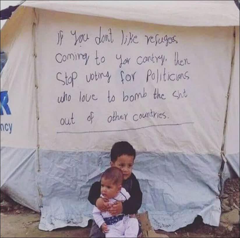 A beautiful writing on the tent of one of the immigrants in Europe | by ...