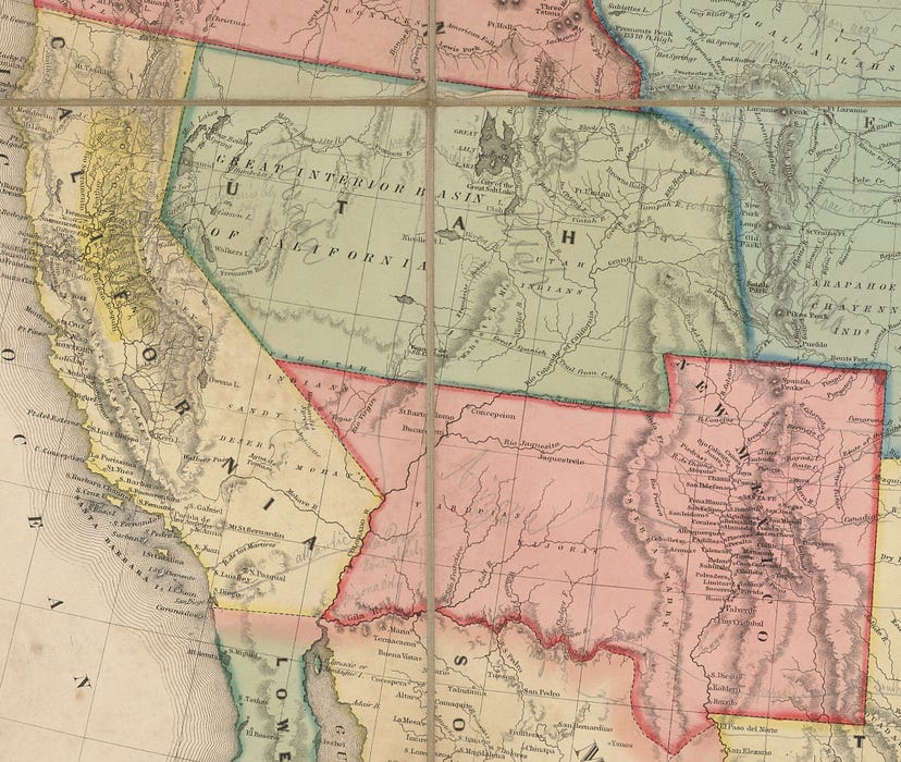 Map of the United States with its territories: also Mexico and the West ...