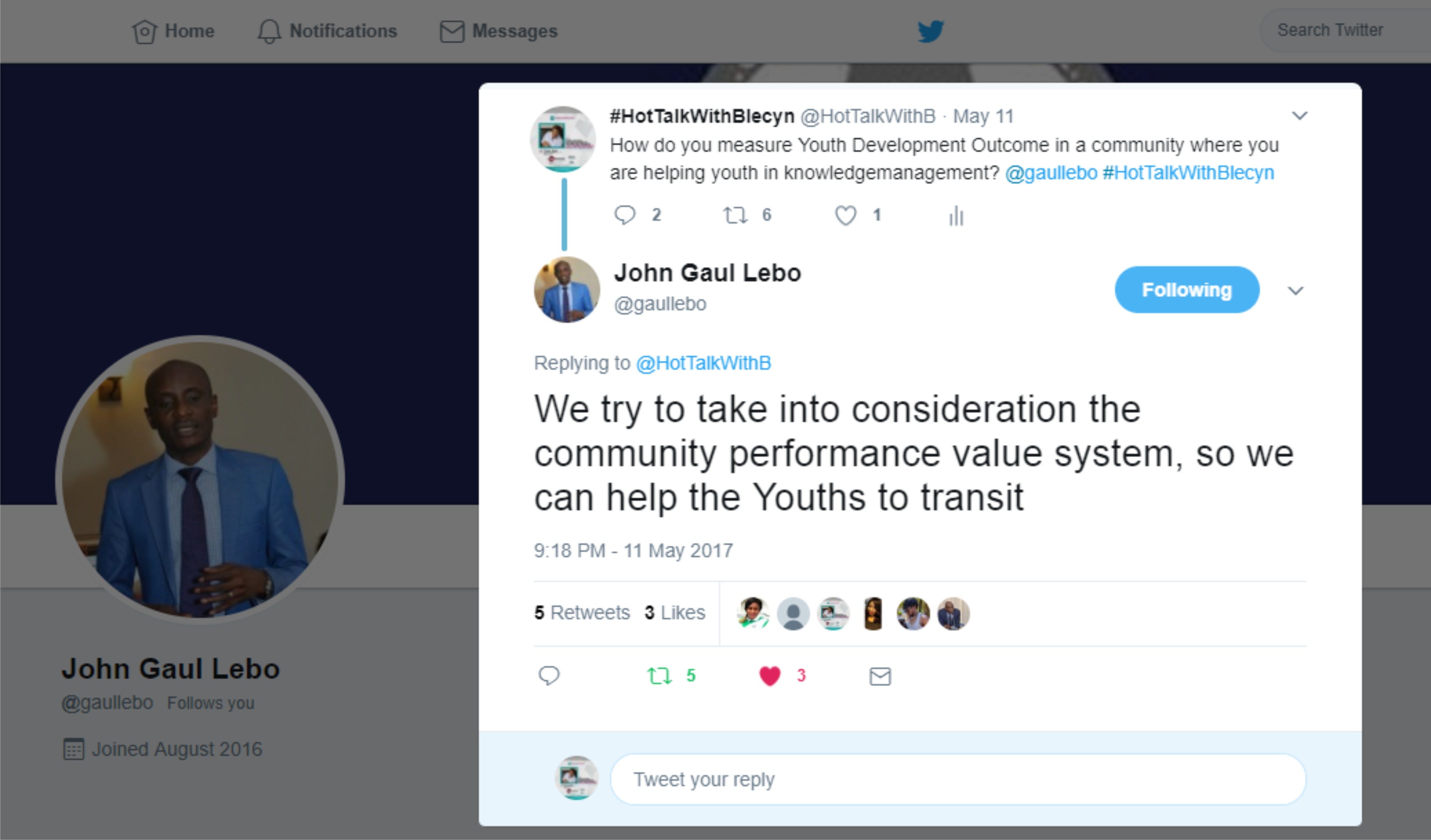 Rt. Hon. Barr John Gaul Lebo: Knowledge Management and Youth ...
