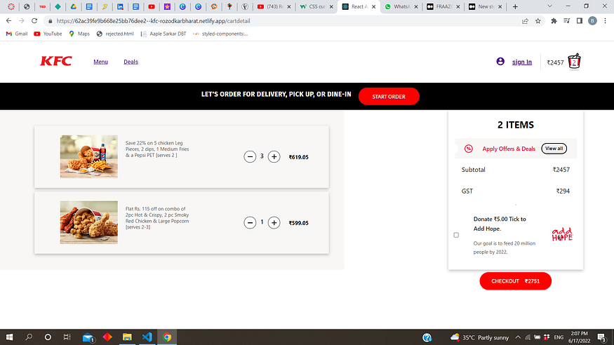 GitHub - rozodkarbharat/KFC-clone: E-commerce app for food delivery. Here we can add food to ...