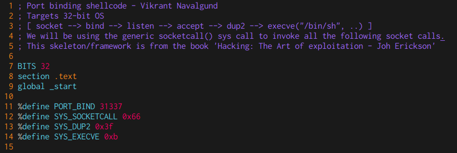 Port Binding Shellcode — Security Tube Linux Assembly Expert 32 bit ...