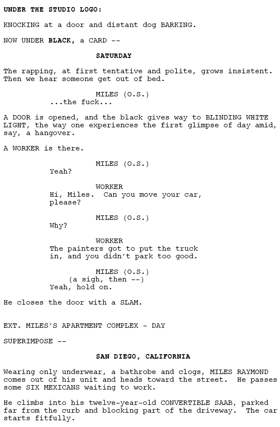 Page One: ‘Sideways’ (2004) - Go Into The Story