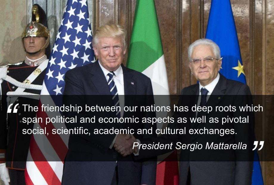 Message from the Italian President Mattarella to US President Trump for ...