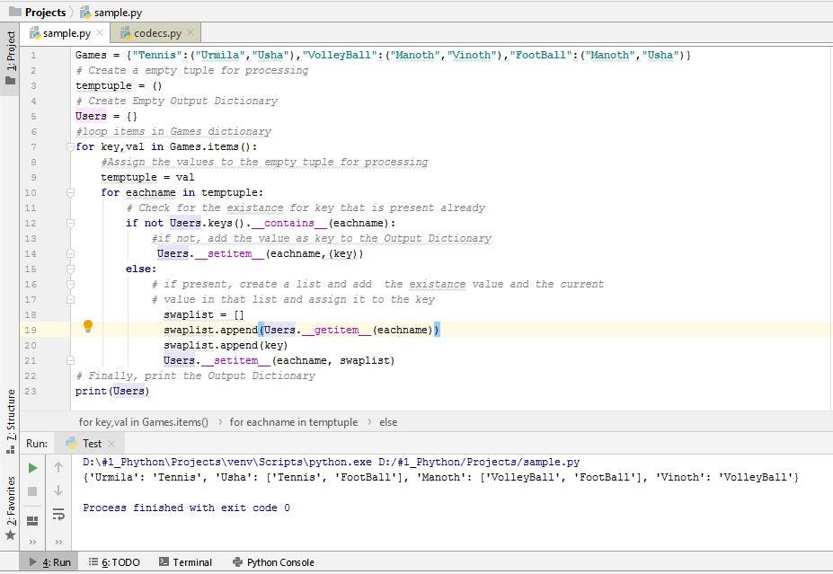 Using the below Dictionary, create a new Dictionary with Users as key ... Using the below Dictionary, create a new Dictionary with Users as key ...