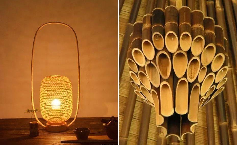 A bamboo lamp, make life poetic…. The shadows of the bamboo peep into ...