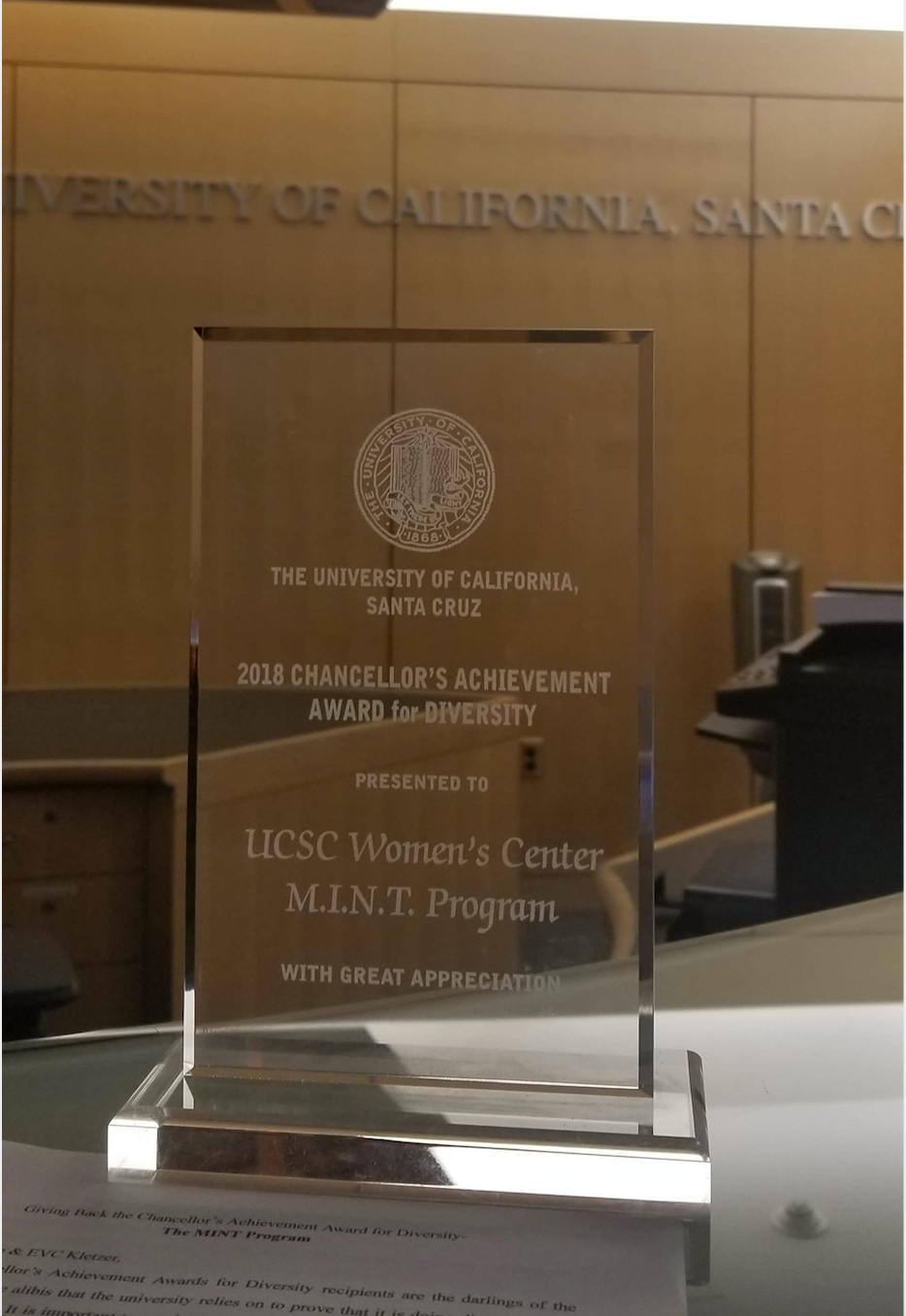 Giving Back the UCSC Chancellor’s Achievement Award for Diversity: The ...