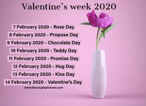 Valentine’s week list 2020 with dates. | by Thecouplepictures | Medium