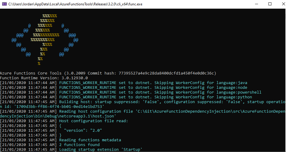 Azure Functions V3 And Dependency Injection Serilog Services And