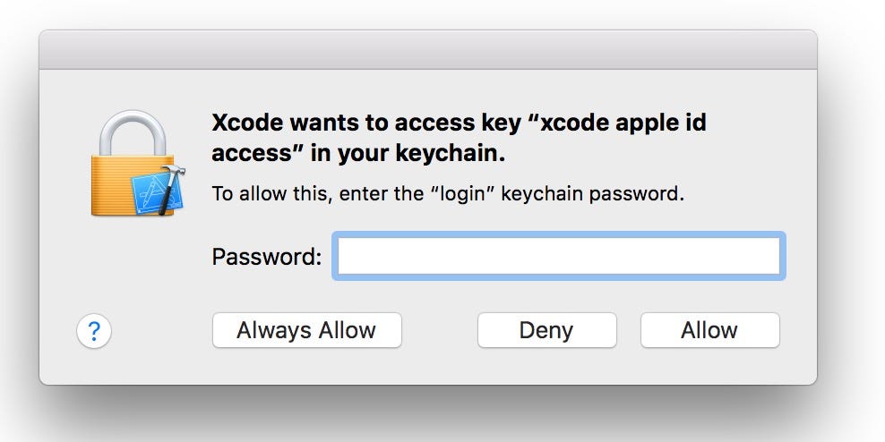對於 Xcode 的請求，該不該 Always Allow 呢 ? | by 彼得潘的 iOS App Neverland | 彼得潘的 Swift iOS App 開發問題解答集 | Medium