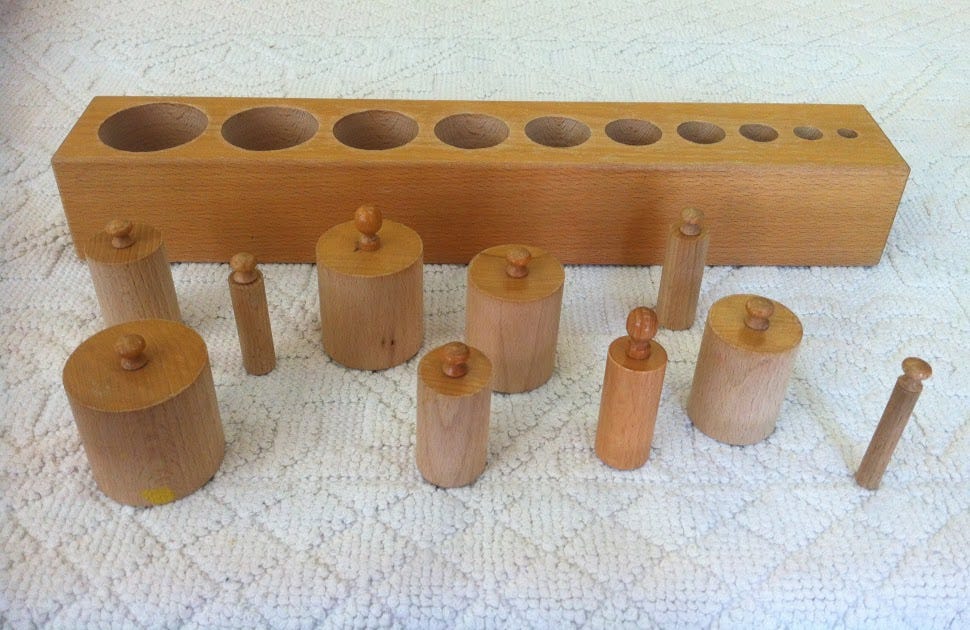 The Knobbed Cylinders. The child takes out the cylinders… | by Roberta ...