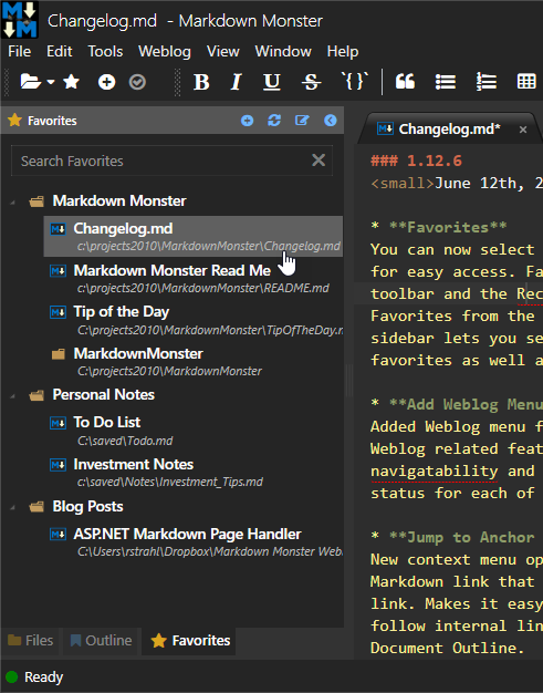 Favorites for better Document Management in Markdown Monster | by Rick ...