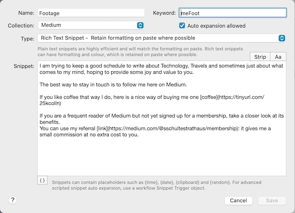 Using Alfred’s Snippets. How Alfred replaced another application | by Stefan Schulte Strathaus ...