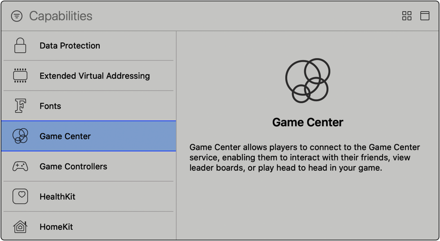 Add Game Center Capability Using Xcode | Apple Game Frameworks and ...