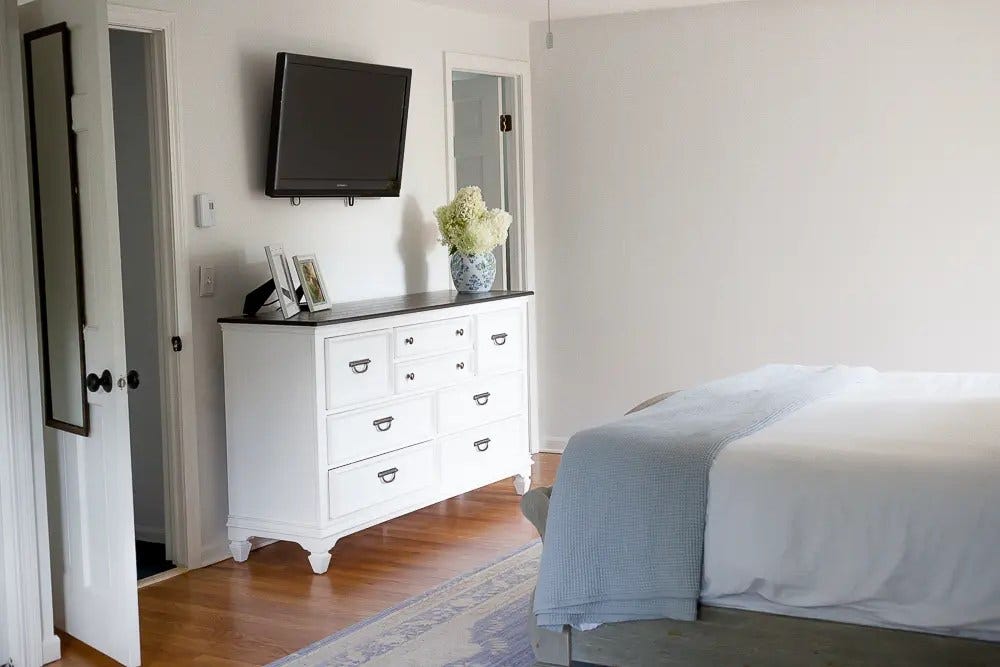 Mismatched dressers in bedroom store