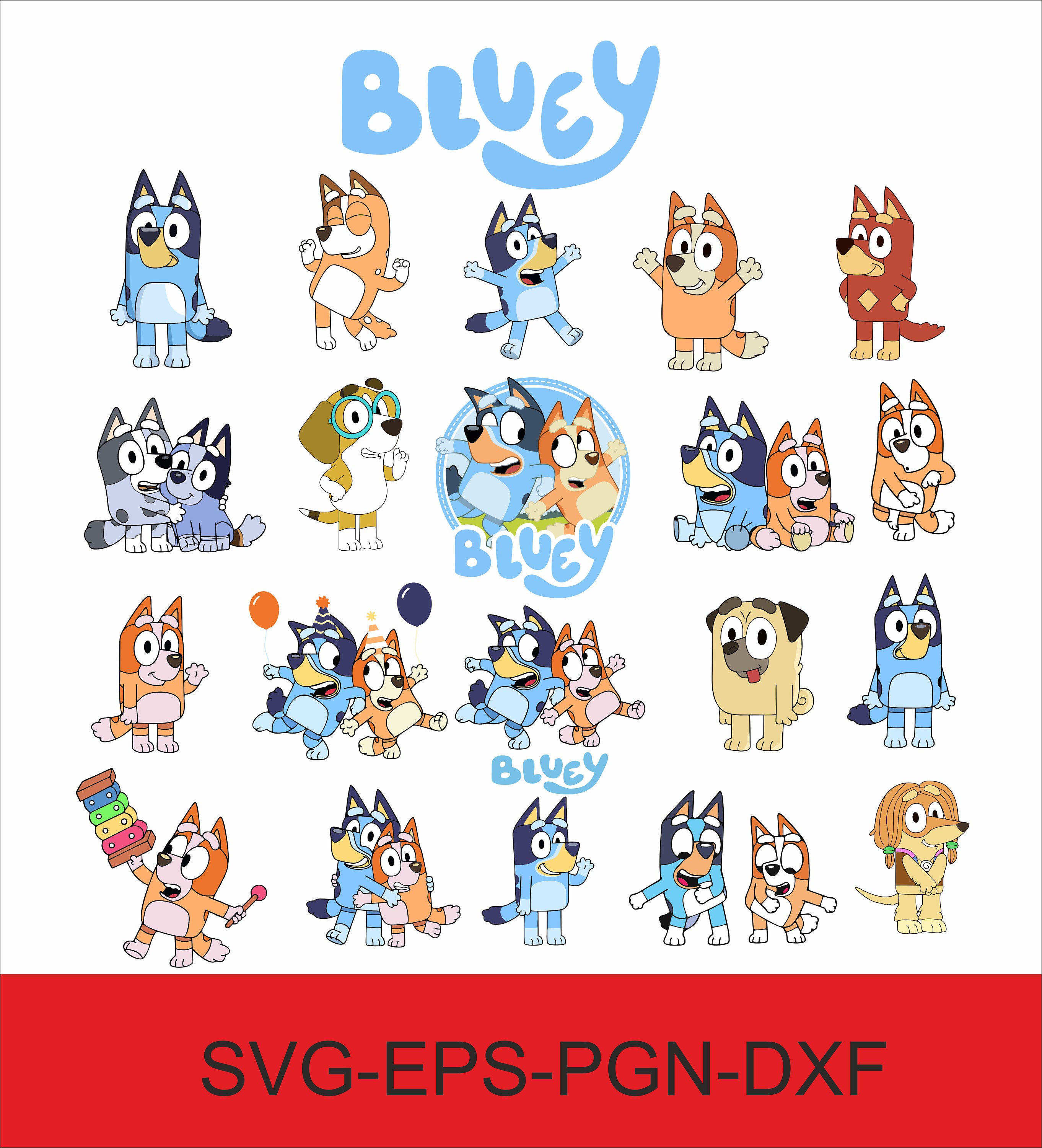 Bluey And Bingo Dance Mode Svg, Bluey Birthday Svg, Bluey Characters ...