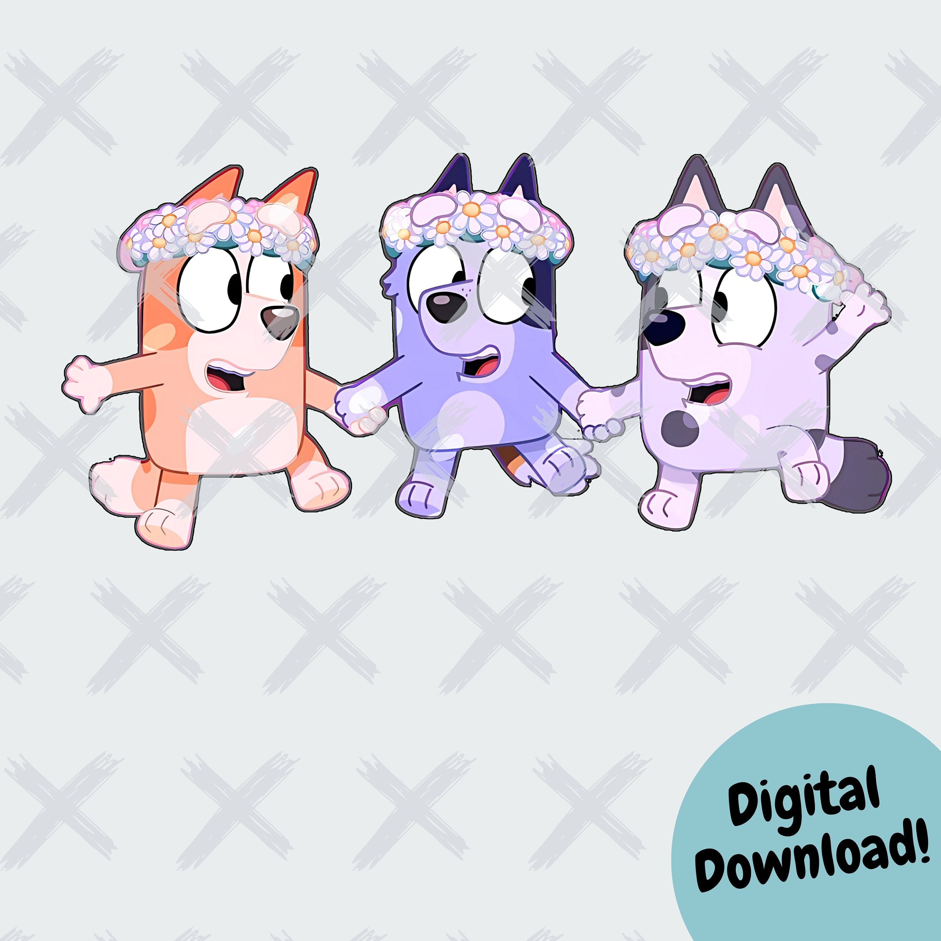 Bluey The Sign Clipart, Bingo, Muffin, and Socks in Flower Crowns ...