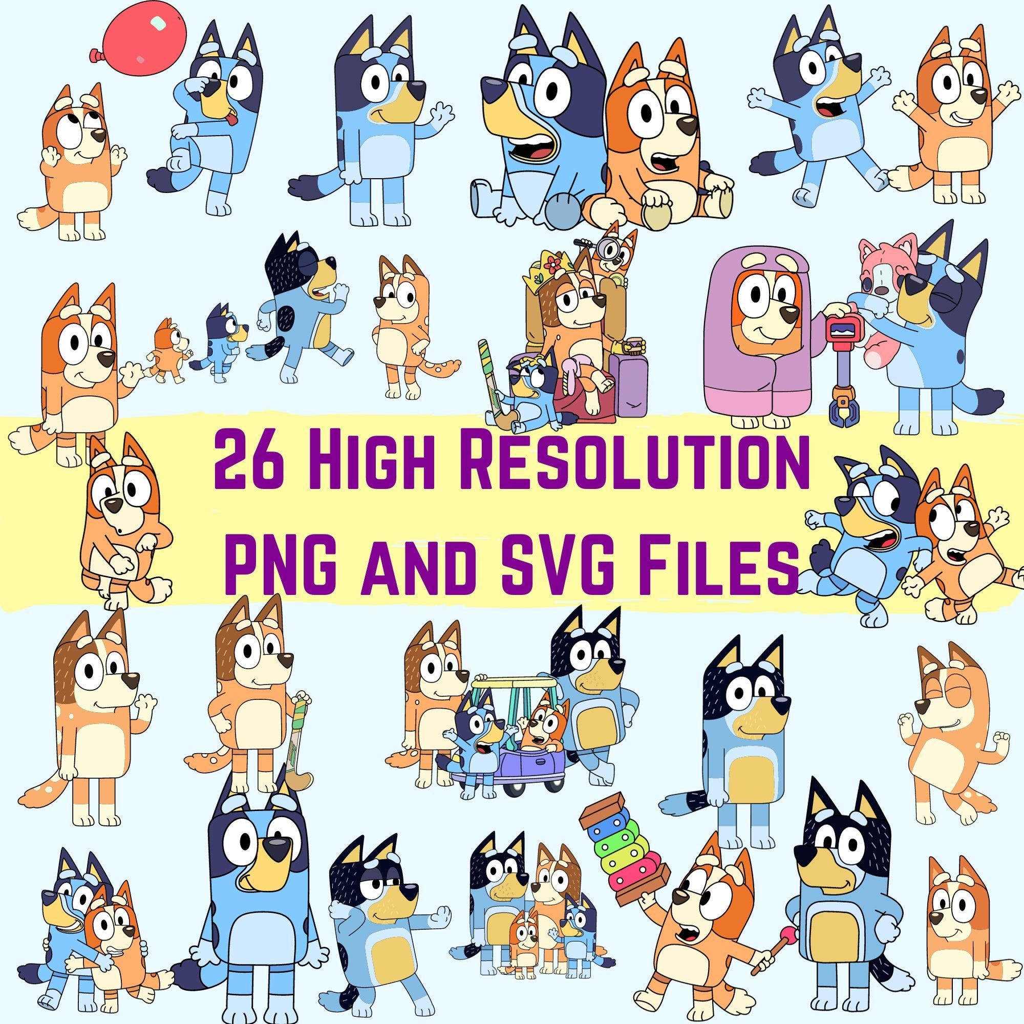 Bluey And Bingo Face SVG, Bluey Heeler SVG, Bingo Heeler SVG🔱 ...