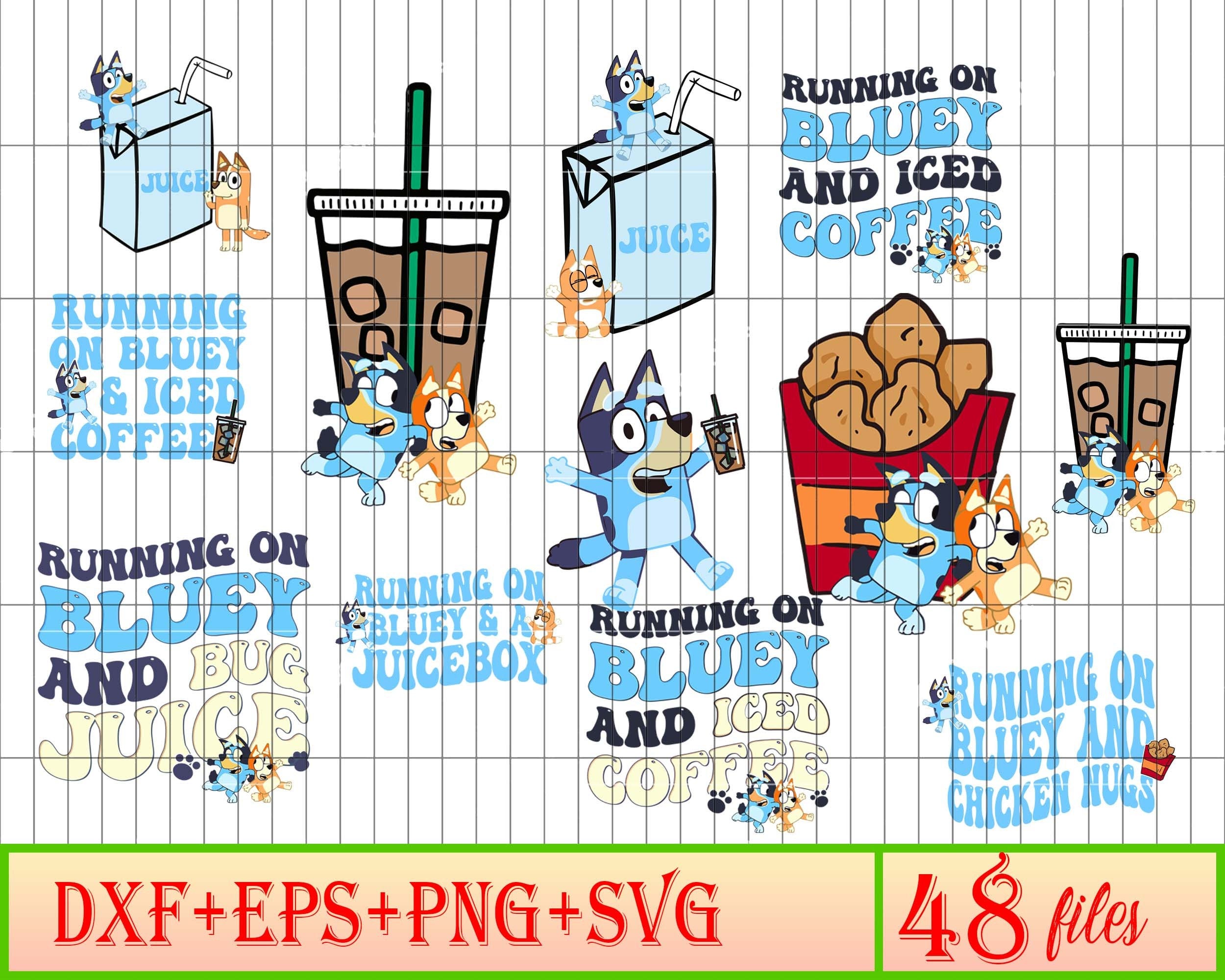 Bluey Bundle, Running On Bluey And Coffee, Bluey SVG, Bluey Png, Bluey ...