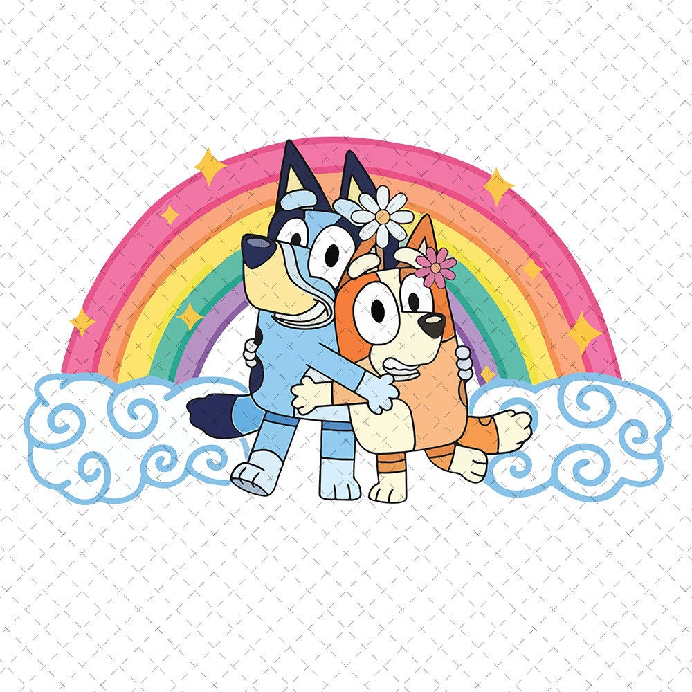 Bluey And Bingo Blue Heeler Bluey Unicorse PNG Design