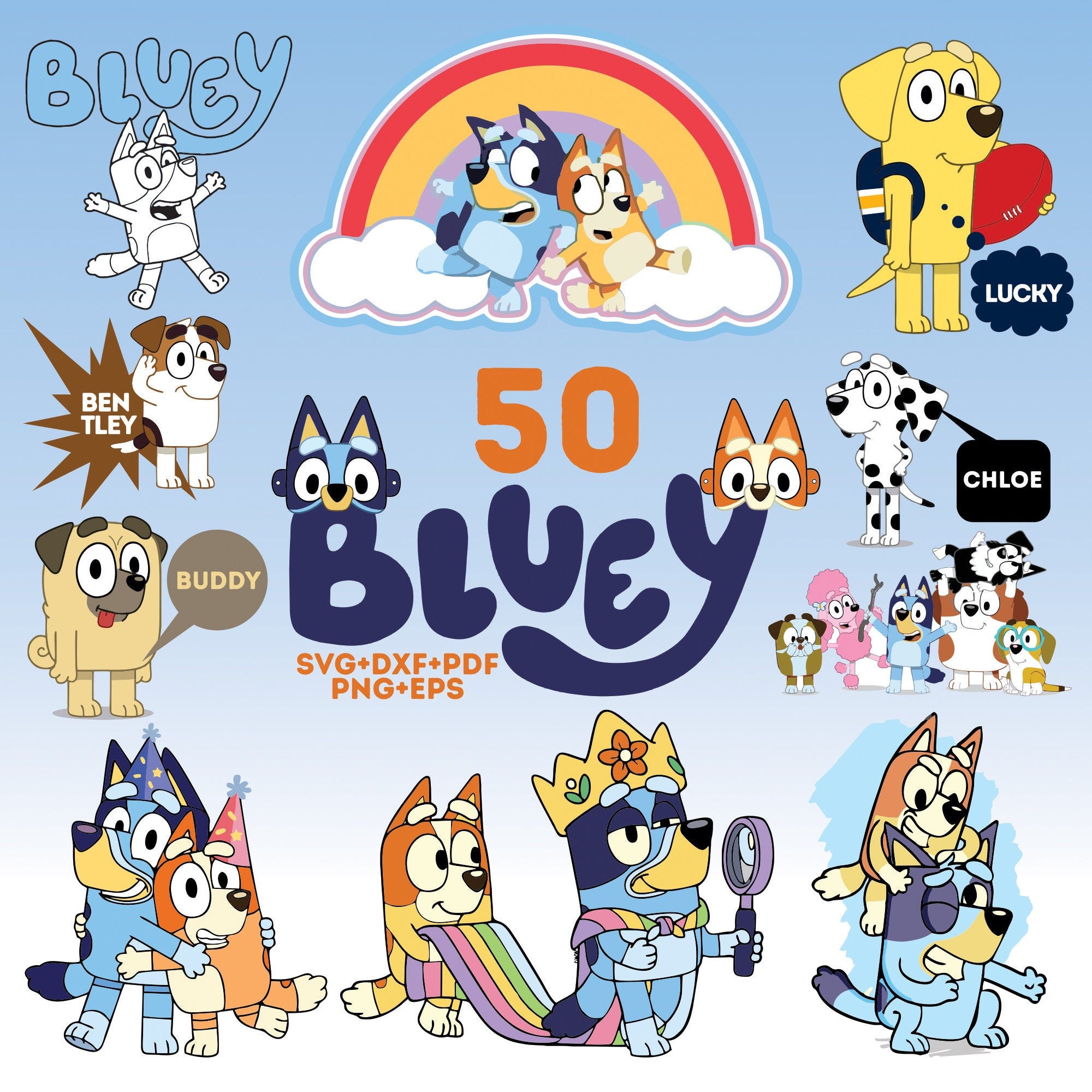 Bundle Bluey svg, Bluey vector, bluey heeler svg, bluey cutfile