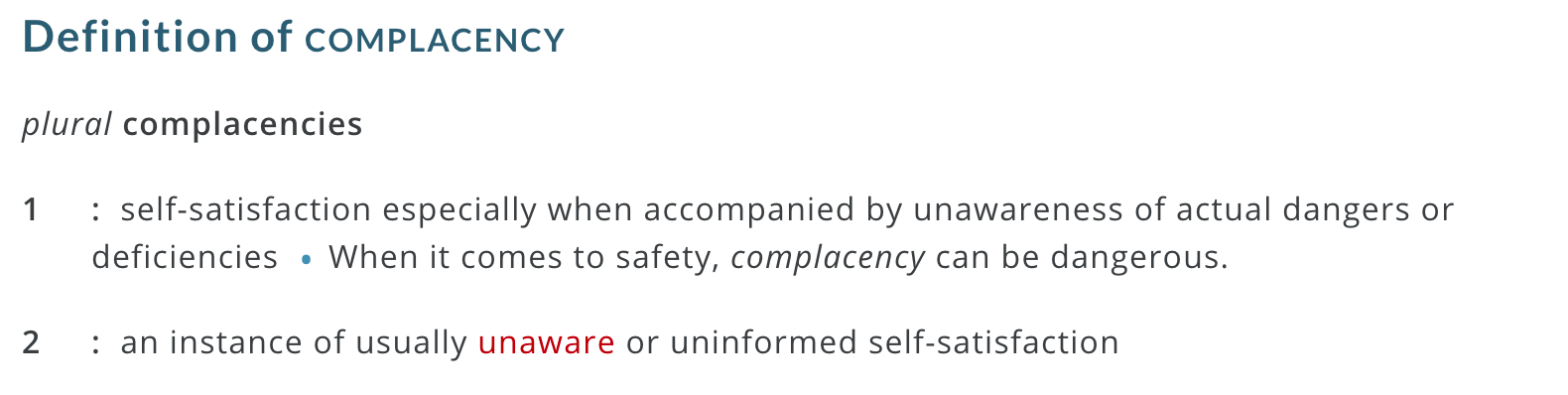 Complacent Definition