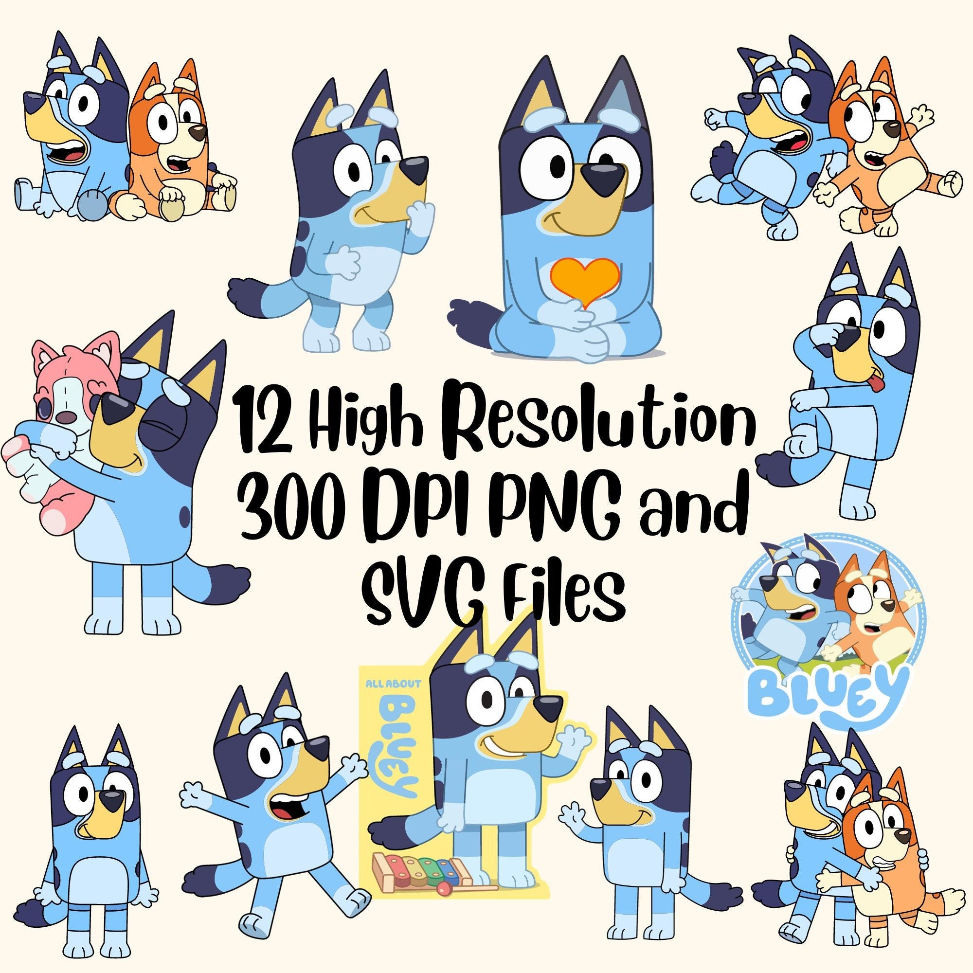 62 Bluey Bundle ,Bluey Font svg png Bluey Cut Files For Cricut, Bluey ...