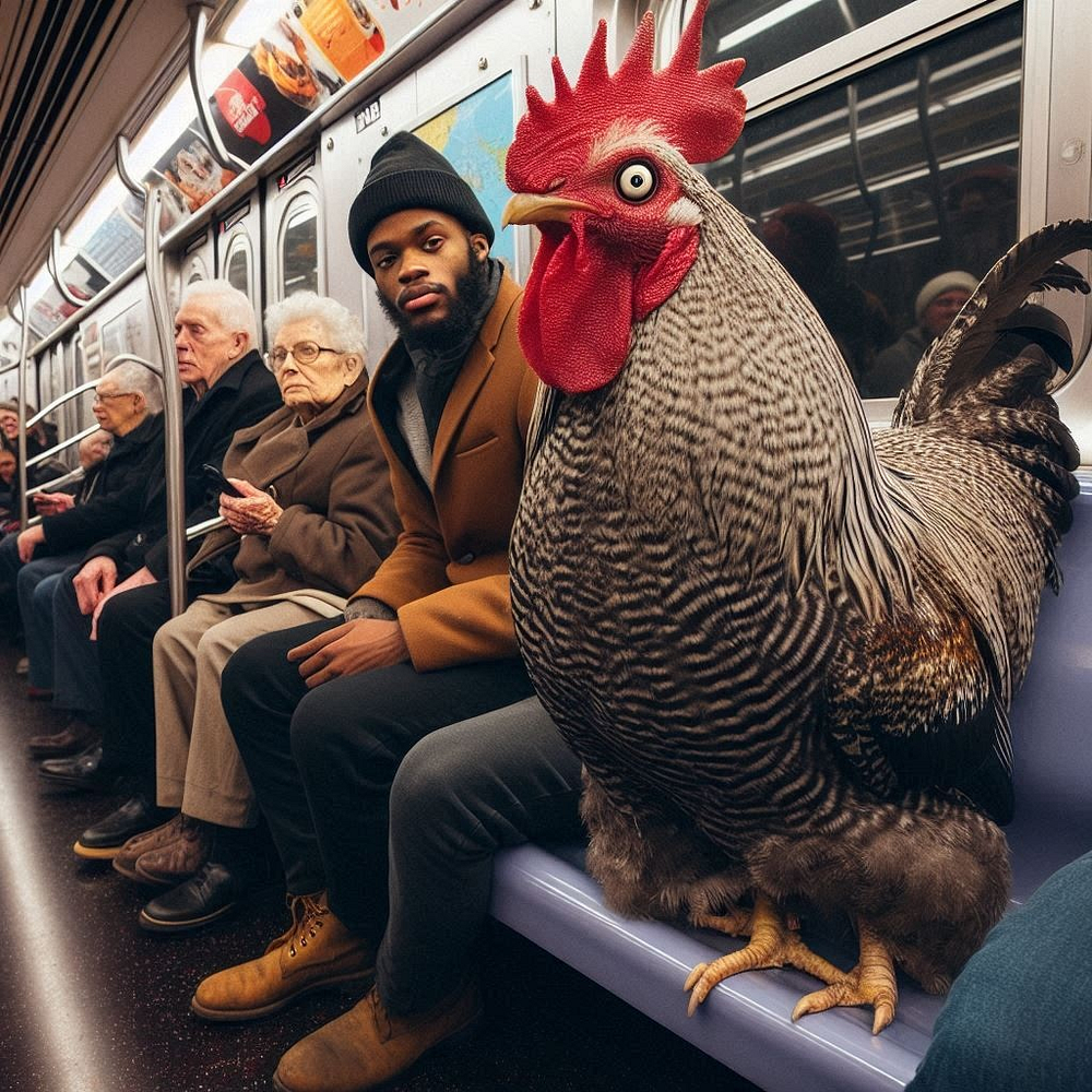Rooster on a Train. Subway train — 9:50 P.M | by RedeemedPoet | Medium