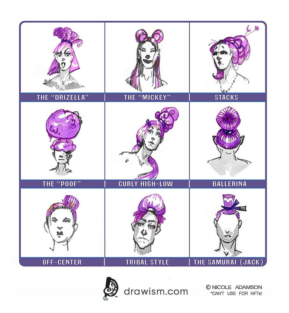 9 Wacky & Unique Drawings of Hair Bun Types | by Drawism Art | Medium