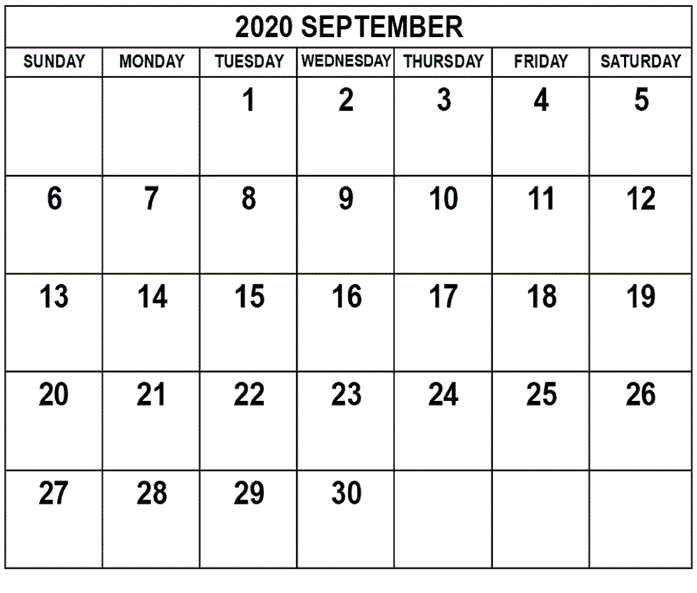 Free Printable September Calendar 2020 Blank Template | by ...