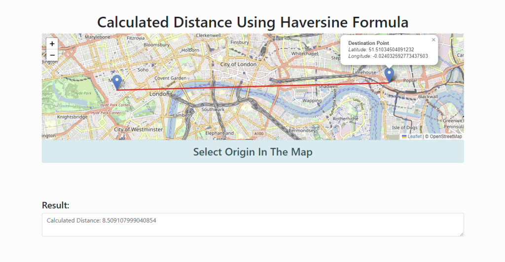 User Interface for Distance Calculation by PyScript and Leaflet.js A ...