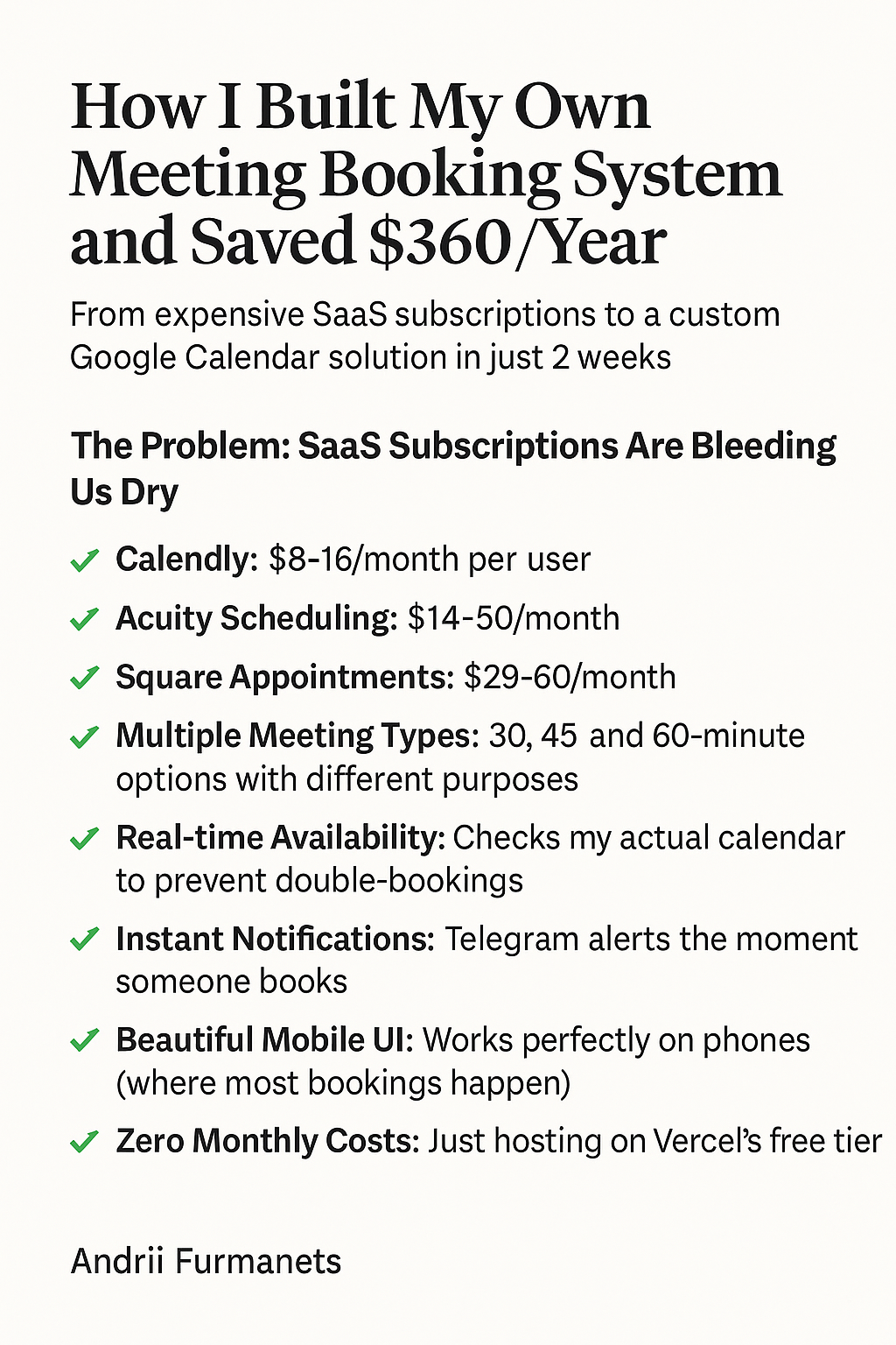 How I Built My Own Meeting Booking System: From Expensive SaaS to ...