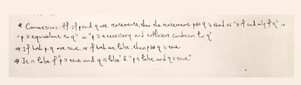 Foundational Mathematics 6–10. 6. iff(if and only if) If p and q are ...