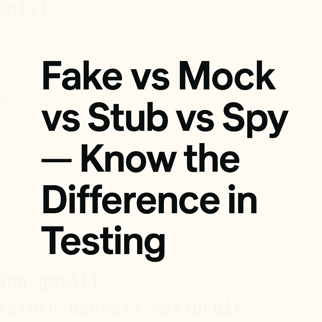 Day 13: Fake vs Mock vs Stub vs Spy — Know the Difference in Testing ...