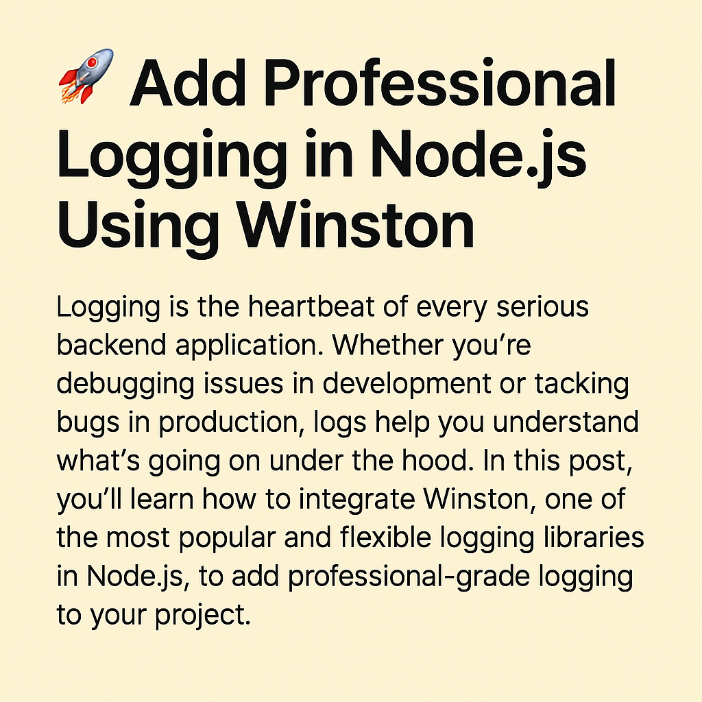 🚀 Add Professional Logging in Node.js Using Winston | by Asim Jaipuri | Medium