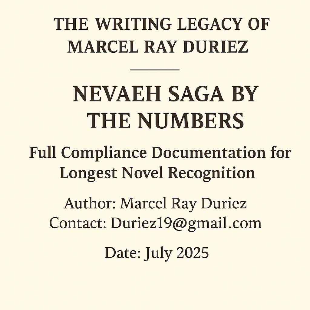 LONGEST NOVEL WAS MARCEL PROUST IN SEARCH OF LOST TIME, IS NOW MARCEL RAY DURIEZ, NEVAEH SAGA ...