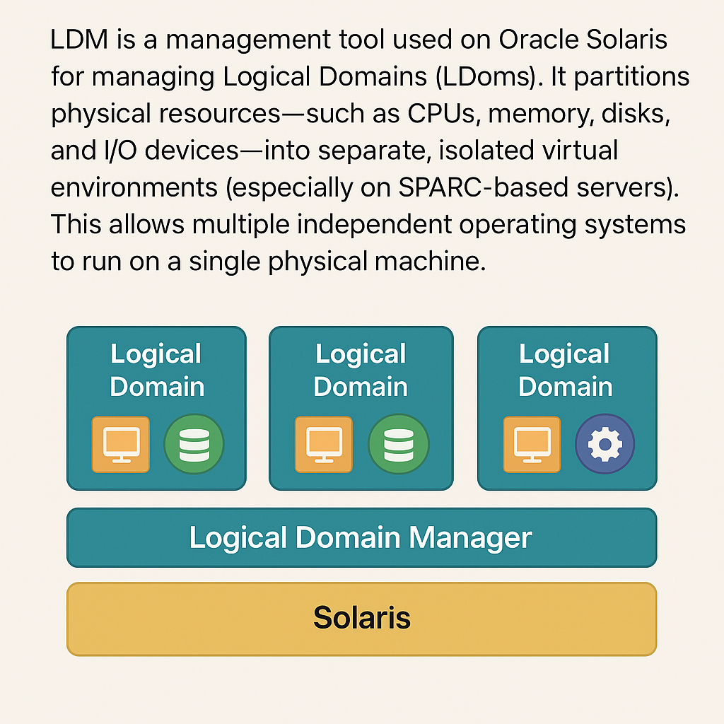 LDM (Logical Domain Manager). LDM is a management tool used on Oracle ...