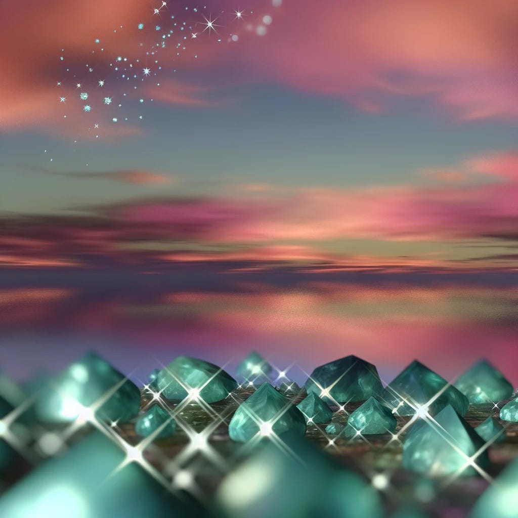 Poem: Teal Gemstones - Charlie Bury - Medium