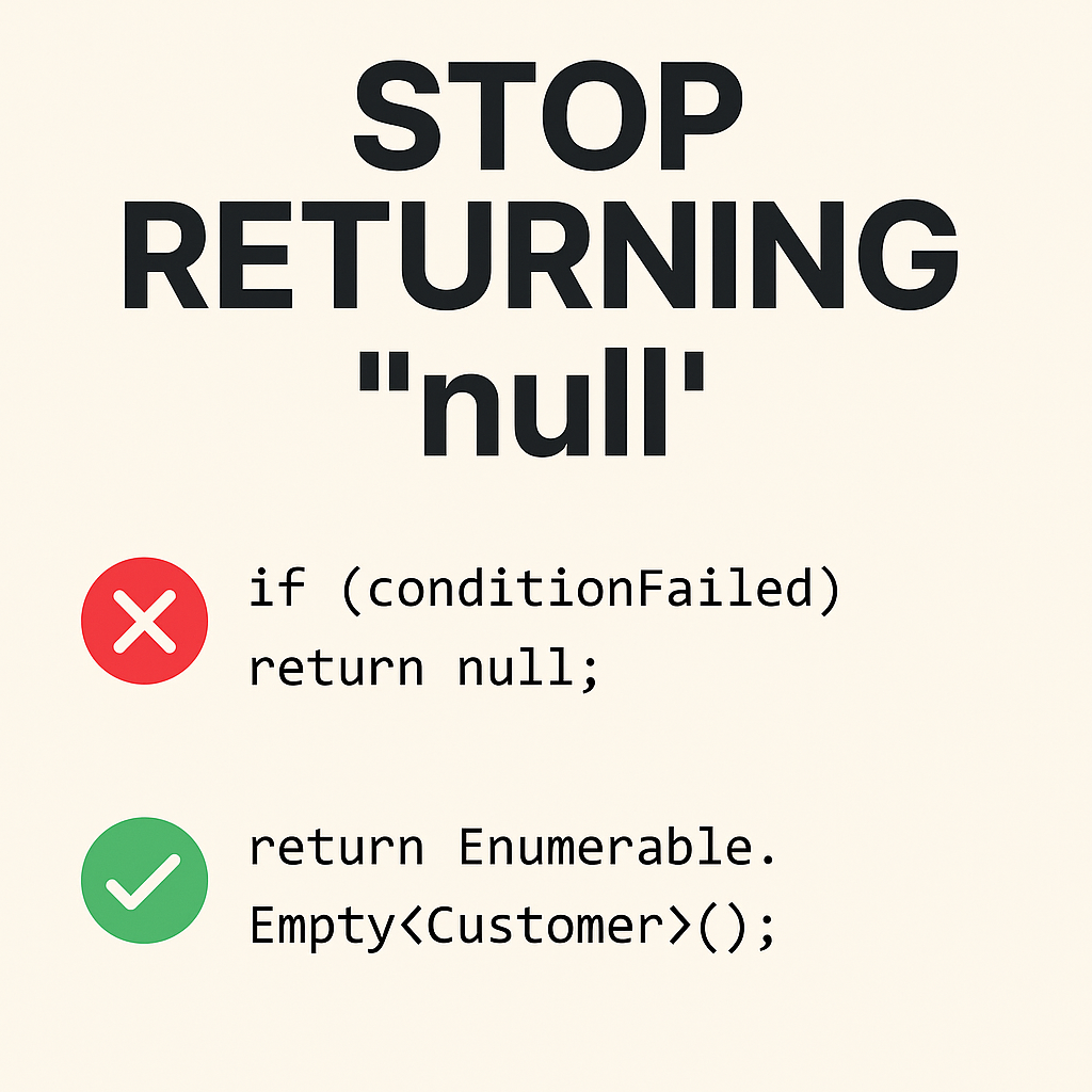 💡 Stop Returning null – Use Enumerable.Empty () Instead | by Raza Sherazi | May, 2025 | Medium