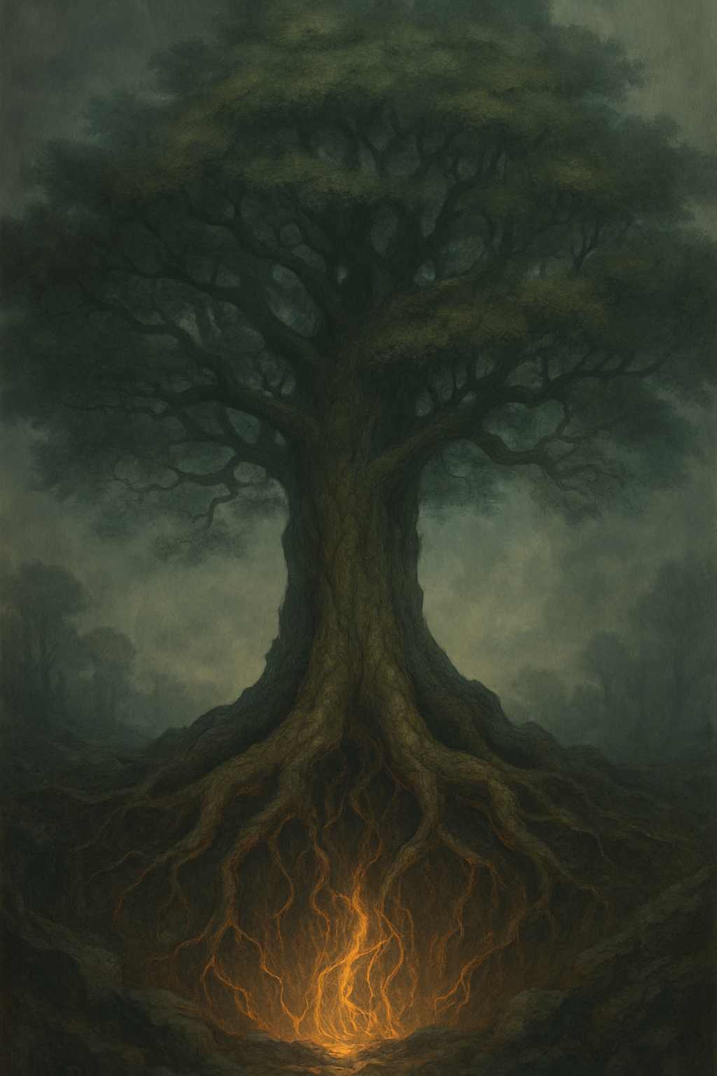 The Tree That Waits. She rose from the earth slowly, her… | by Tami | Stilles Licht | May, 2025 ...