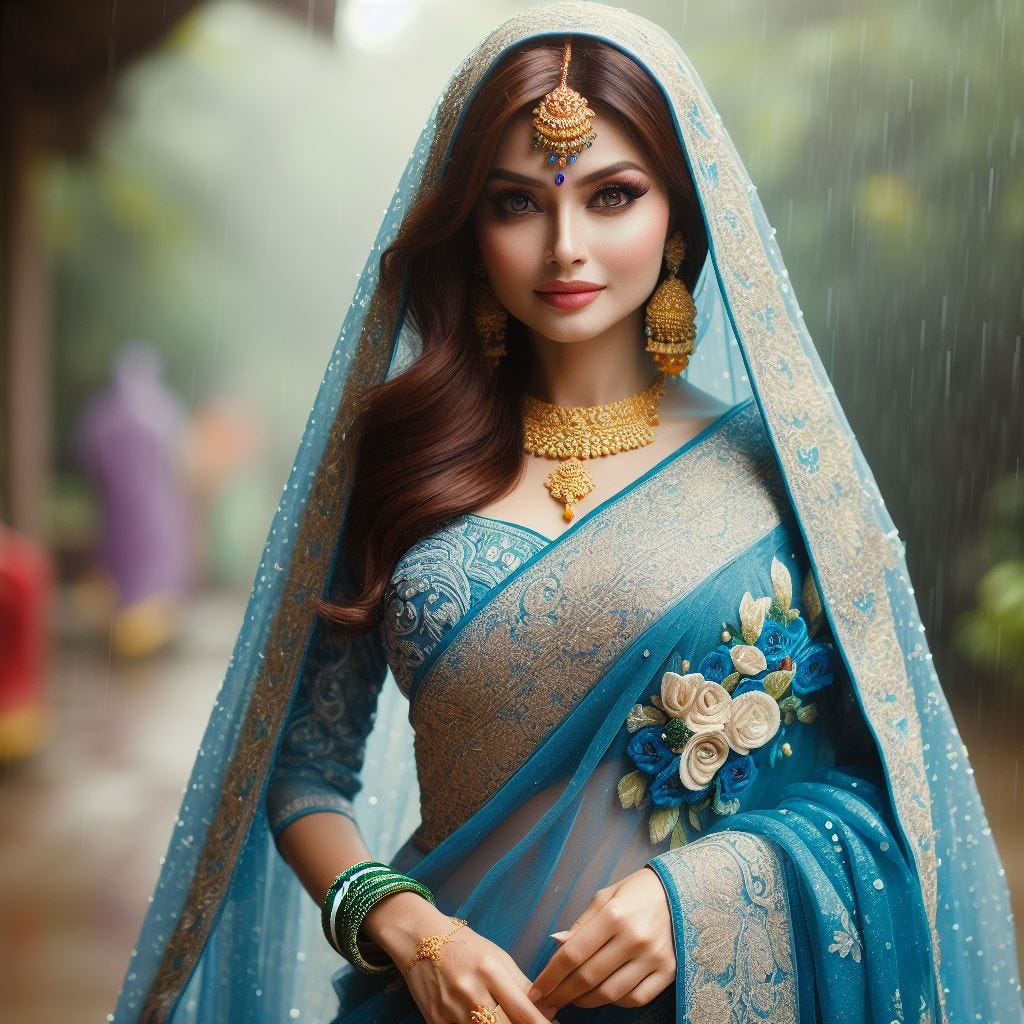 Prompt: A Bangladeshi girl will be 35 years old, light fat girl, the ...