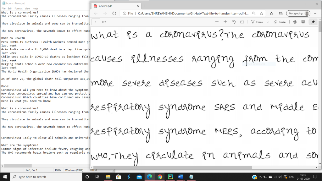 Text-to-Handwritten PDF generator software deployed on AWS using ...
