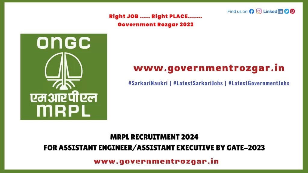 MRPL Recruitment 2024 By GATE-2023 | by Governmentrozgar | Medium