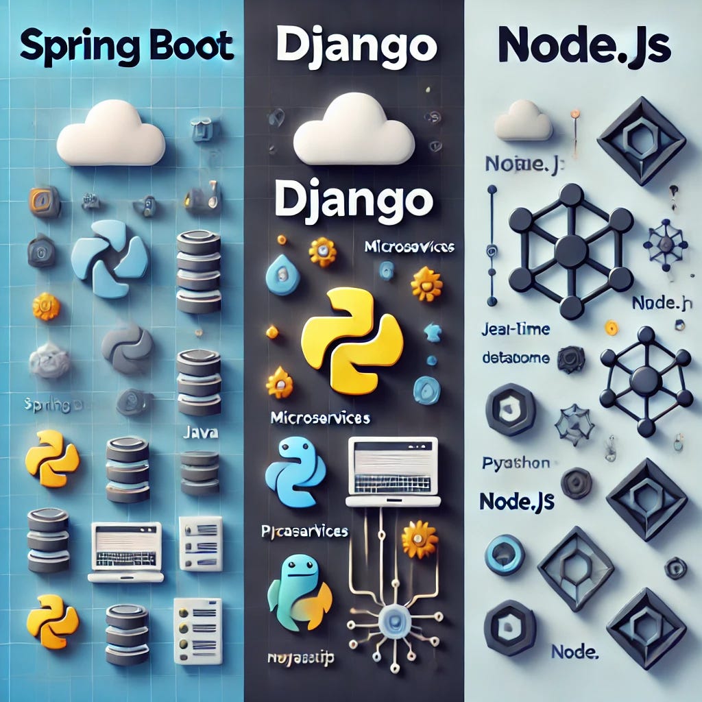Backend Development — Django or Spring Boot orand Node.js | by Imila Maheshan | Medium