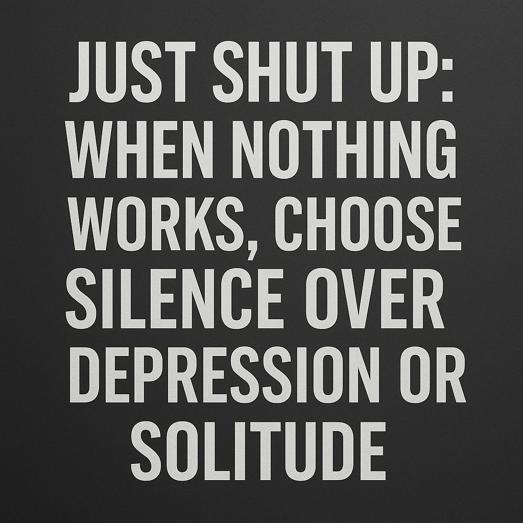 Just Shut Up: When Nothing Works, Choose Silence Over Depression or ...