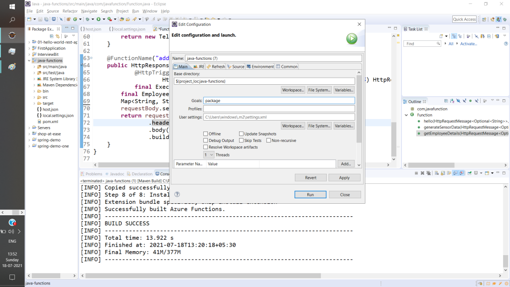 Debug and Run Azure functions locally in eclipse | by Sablepankaj | Medium