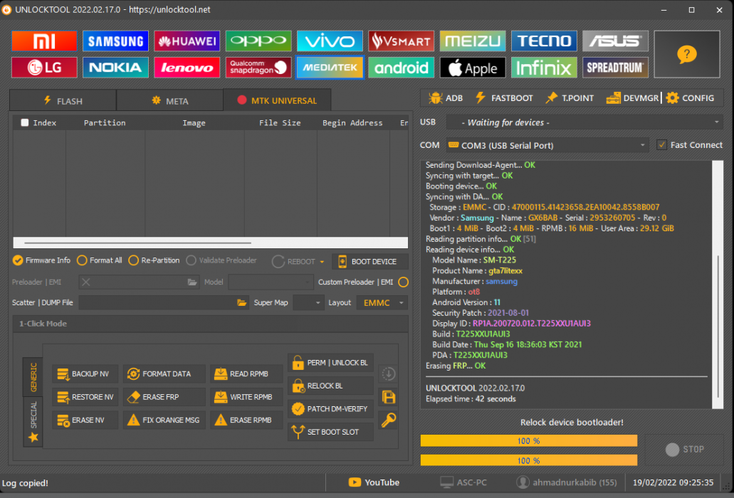 SM-T225 FRP. ERASE FRP Authenticating… OK | by ASC Files Lovers | Medium